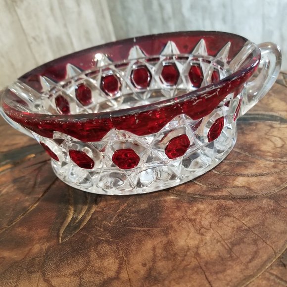 Accents | Candy Dish Red Clear Flash Glass | Poshmark